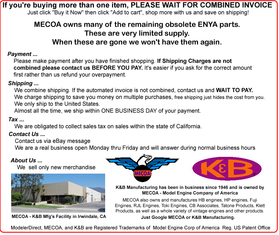 ENYA NEEDLE 35-4C 354C40F1 E1302- NEW IN PACKAGE from MECOA K&B Mfg | eBay